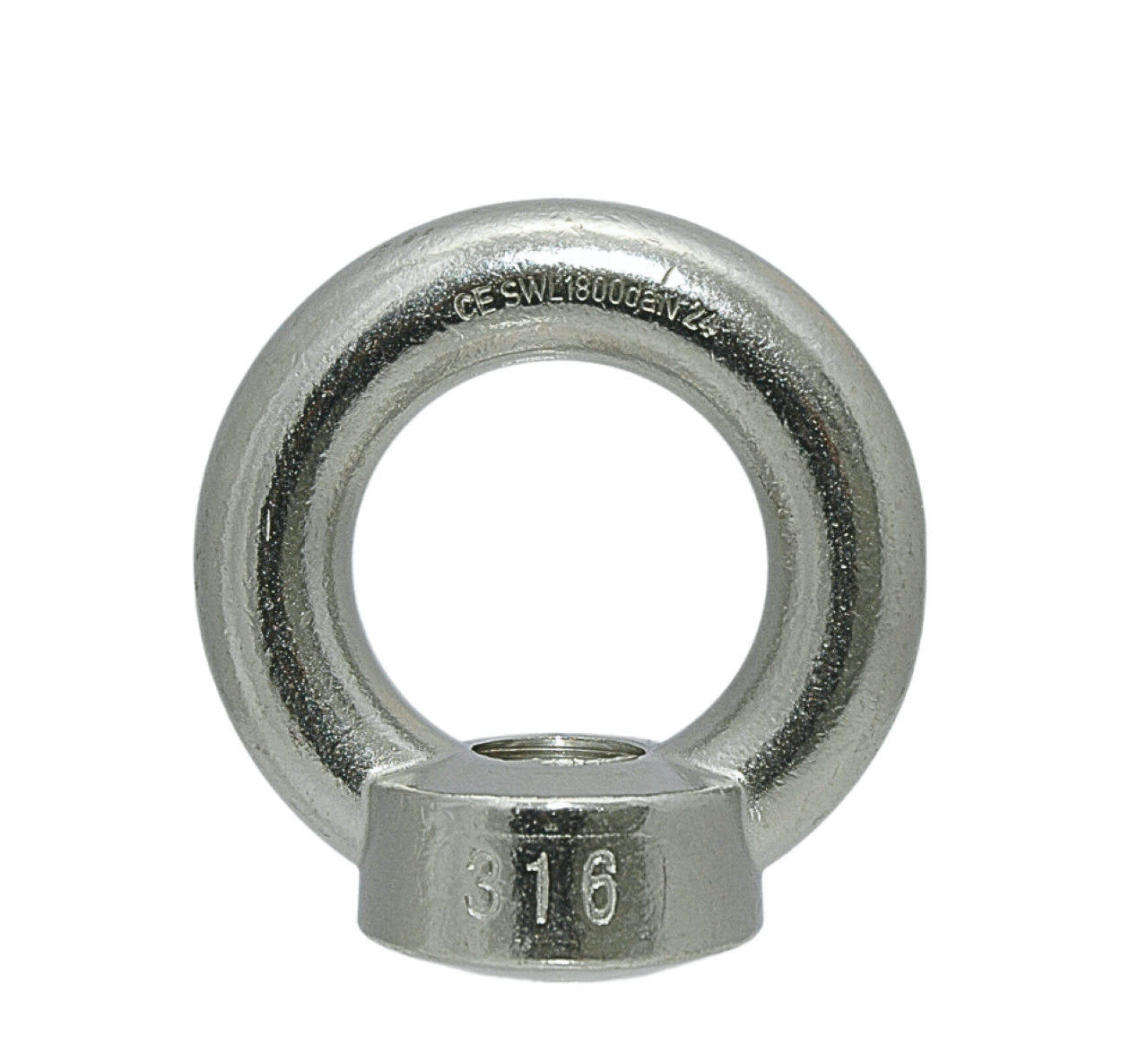 Ringmutter, M12, Edelstahl V4A AISI 316, WLL 340 kg, nach DIN 582